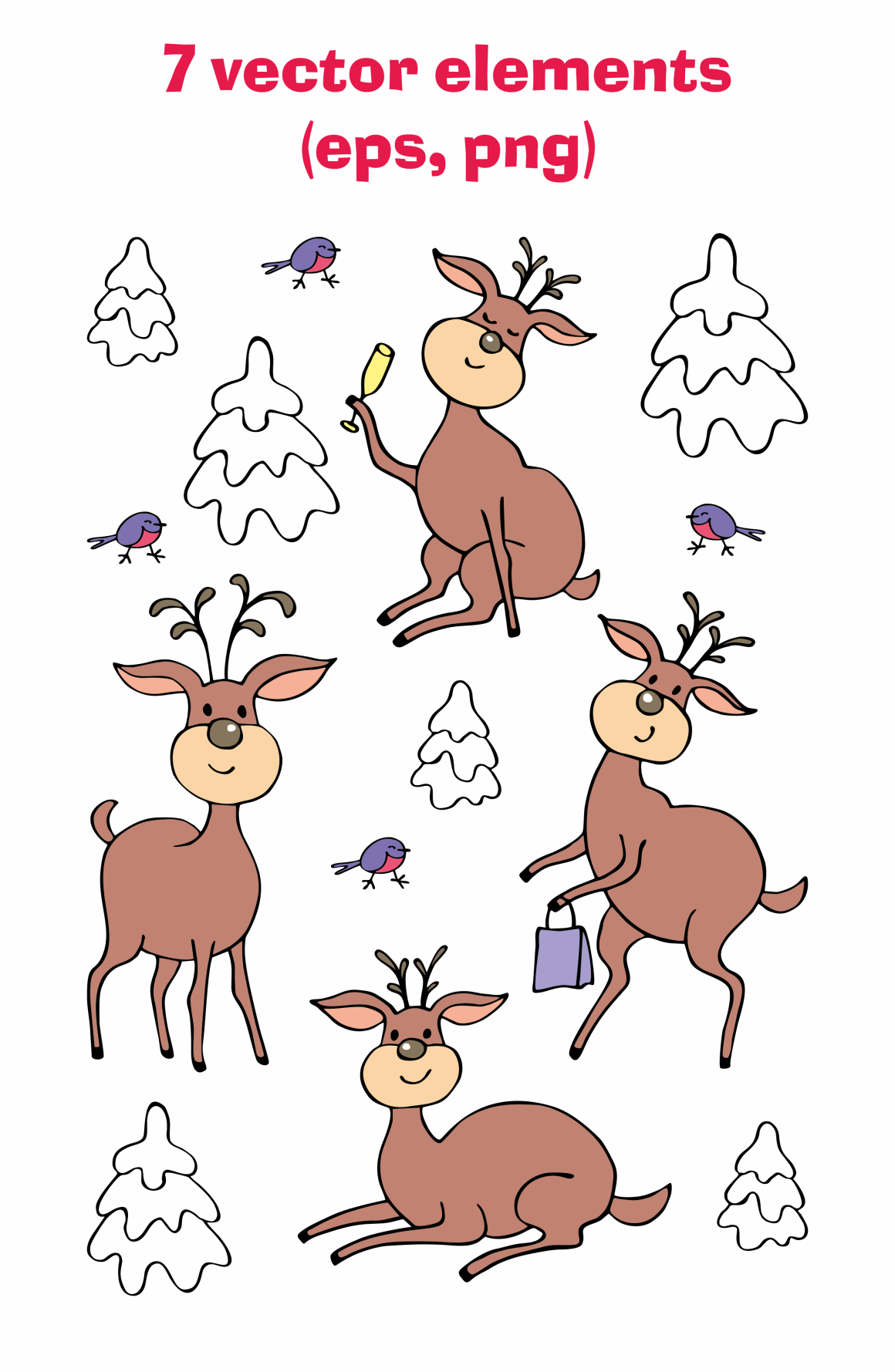 Christmas Deer Vector At Collection Of Christmas Deer