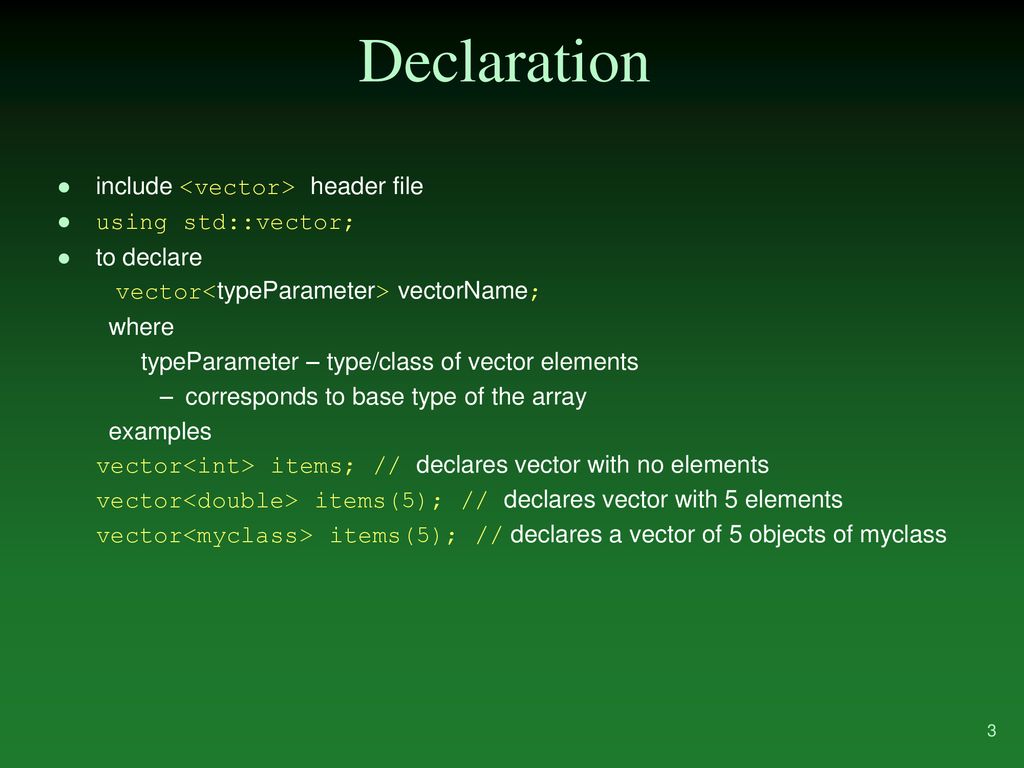 Declare Vector At Collection Of Declare Vector Free