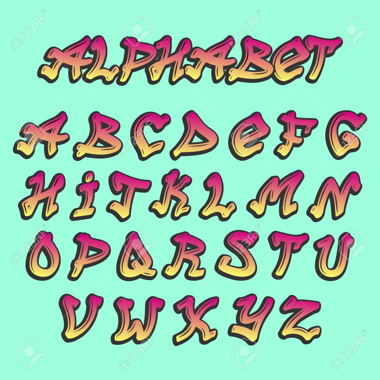 Graffiti Alphabet Vector At Collection Of Graffiti
