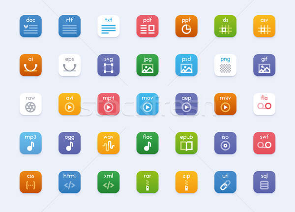 File Extension Icon Set At Collection Of File